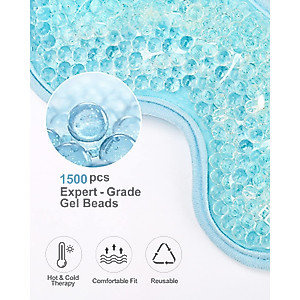 Luxtude Gel Eye Mask Cooling Eye Mask for Dry Eyes 2PCS, Heated Warm Eye Ice Pack Reusable Gel Sleep Mask, Frozen Cold Eye Compress for Puffiness/Dark Circles/Headaches/Allergies (Blue)