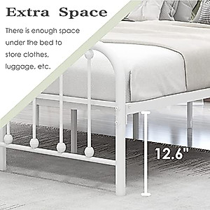 alazyhome Twin Size Metal Platform Bed Frame with Headboard and Footboard Sturdy Heavy Duty Steel Slat Support No Box Spring Needed Easy Assembly White