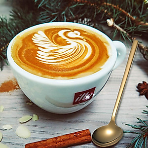 4 Pieces Coffee Spoons Teaspoons Stainless Steel Espresso Spoons Frosted Handle Soup Spoons for Coffee Sugar Soup Ice Cream Dessert Cake Supplies, 5.31 Inch and 4 Colors