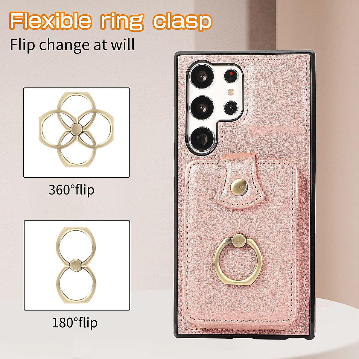 Phone Flip Case Premium Leather 2 in 1 Wallet Case Compatible with Samsung Galaxy A12 5G,Magnetic Closure Purse W Rotation Ring Stand/Card Slots Holde/Lanyard Crossbody Shockproof Protective Phone Cas