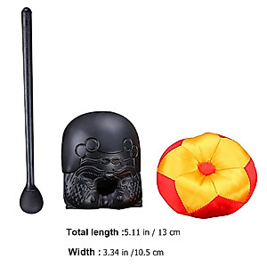 Cabilock Buddhist Wood Fish Zen Drum: Temple Block with Hammer and Cushion Musical Decoration for Meditation Classroom