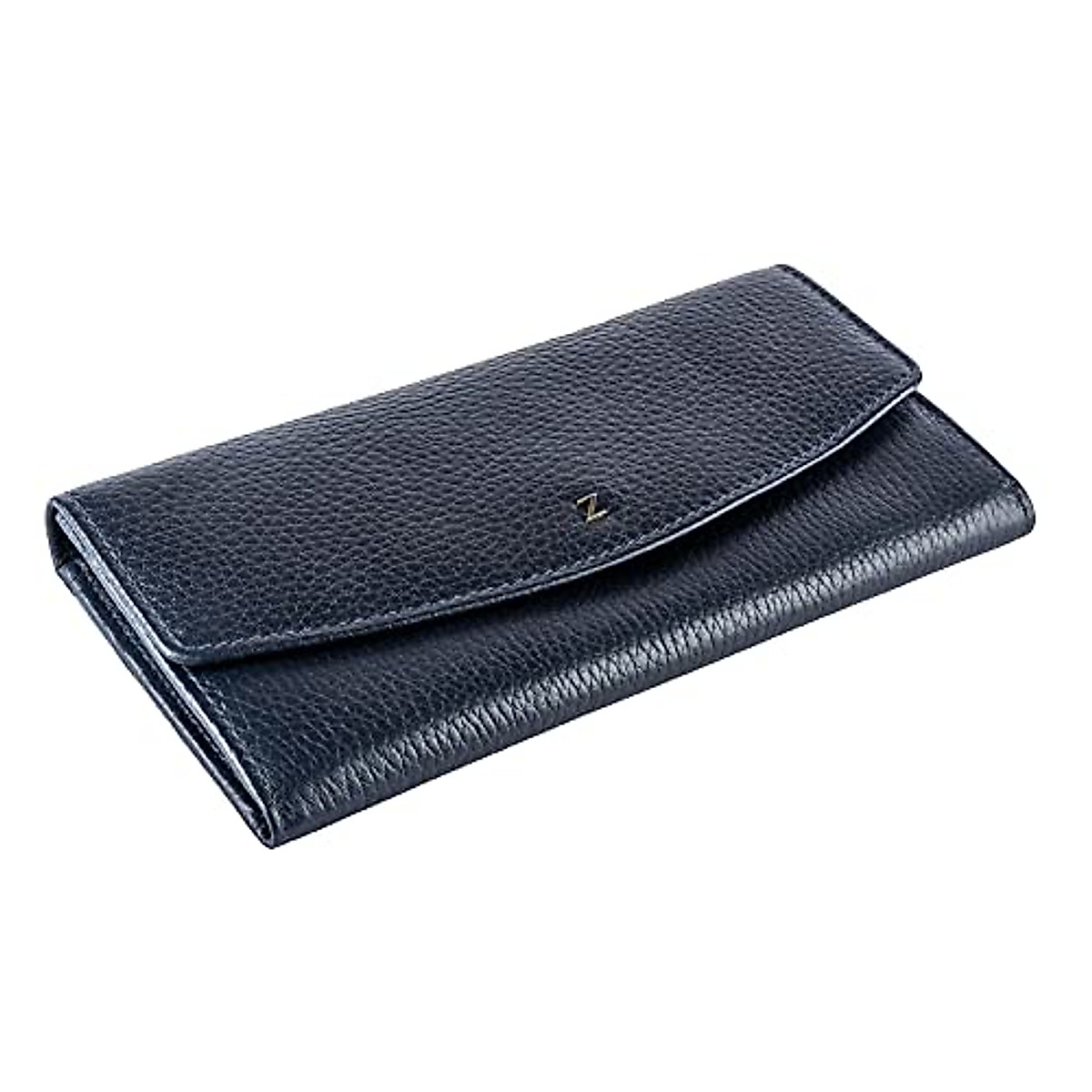 Zinda Genuine Leathers Women’s Wallet Purse Flap Over RFID Protection (Navy)