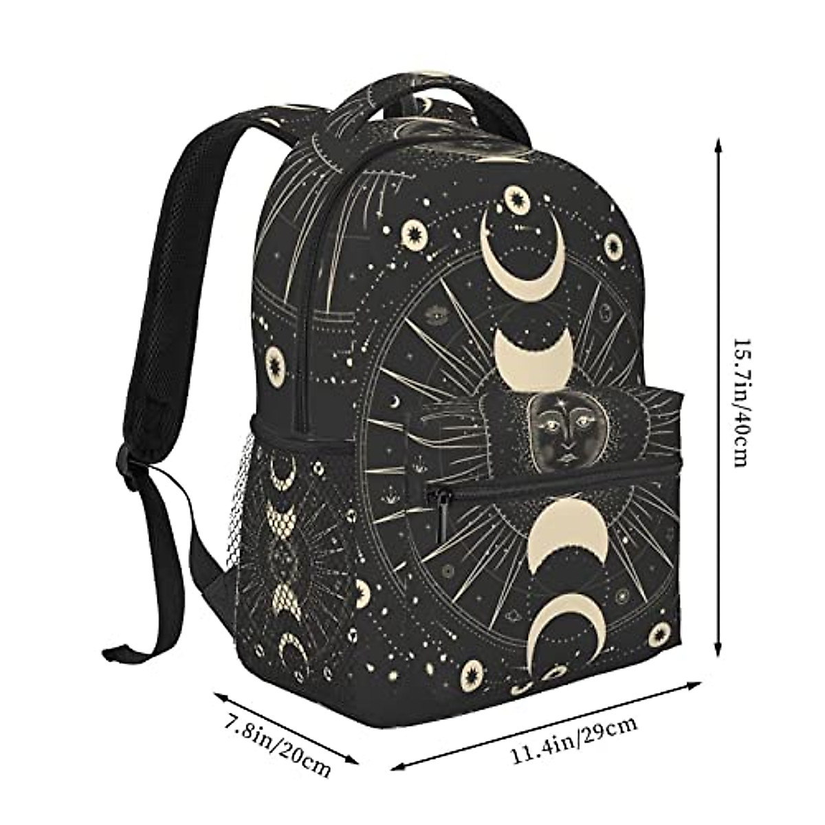 DADABULIU School Backpack Moon Mystic Sun Astrology Tarot Goth for Women Girl Student Bookbag Durable Casual Daypack Teens College Lightweight Hiking Travel Bag Over 3 Years Old