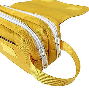 Pencil Cases Big Capacity Pencil Bag Makeup Pen Pouch Durable Stationery with Double Zipper Pen Holder for （yellow）