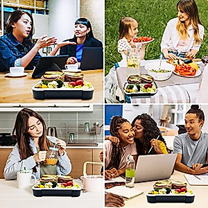 HCYWOC Bento Box Adult Lunch Box, 1000ml Bento Lunch Box for Kids, 3 Compartment Lunch Containers for Older Kids and Portion-controlled Adult, BPA Free, Leak-proof, Microwave/Dishwasher Safe