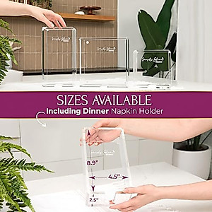 Acrylic Napkin Holder for Bathroom - With Rounded Corners and Hygienic Non-Slip Pads, Clear, Durable Bathroom Napkin Holder Tray, made Deeper to reduce refills 8.9 x 4.5 x 2.5” Inside