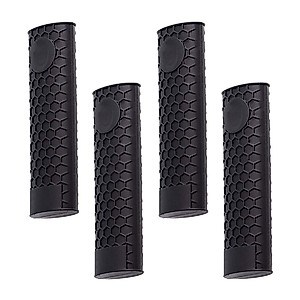 DOITOOL 4Pcs Silicone Hot Handle Holder Sleeve Heat Resistant Cover Rubber Pot Handle Sleeve for Frying Pans Griddles Sleeve (Black)
