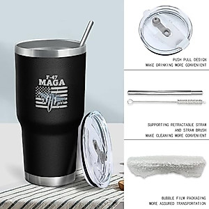 liabiliies F47 Fighter Jet F-47 Jet Fighter Aircraft Tumbler Coffee Tumblers 30 oz Tumbler with Lid and Straw Insulated Tumblers Stainless Steel Tumbler Funny Gifts