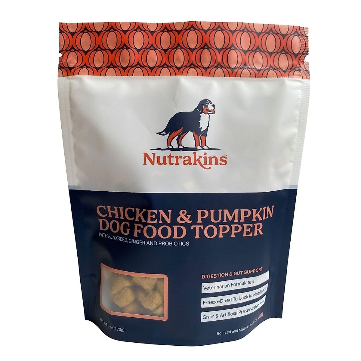 Nutrakins Pumpkin Topper for Dogs - Freeze Dried Dog Treats & Toppers, Raw Flavor Mixers for Meals, Healthy for Picky Eaters, Natural Real Chicken & Wholesome Protein Add Ins, Digestive Health