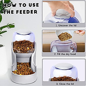 Pets Feeder Set Dog Feeder Cats Feeder with Water Dispenser Automatic Gravity Big Capacity Pets Feeder Auto for Small Medium Big Cats Dogs (Gray)