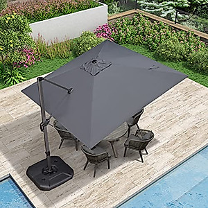 PURPLE LEAF 10 Feet Patio Umbrella Outdoor Cantilever Square Umbrella Aluminum Offset Umbrella with 360-degree Rotation for Garden Deck Pool Patio, Grey