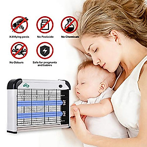 SPICA Electric Bug Zapper Insect Mosquito Pest Killer Fly Trap 20W Electronic Indoor Use 2 Replacement UVA Light Bulbs Included