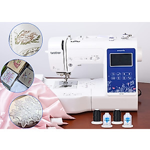 Simthread 40 Spools, 20 White + 20 Black, Polyester Embroidery Machine Thread 500M (550Y) for Brother, Babylock, Janome, Pfaff, Singer, Bernina Sewing and Embroidery Machines