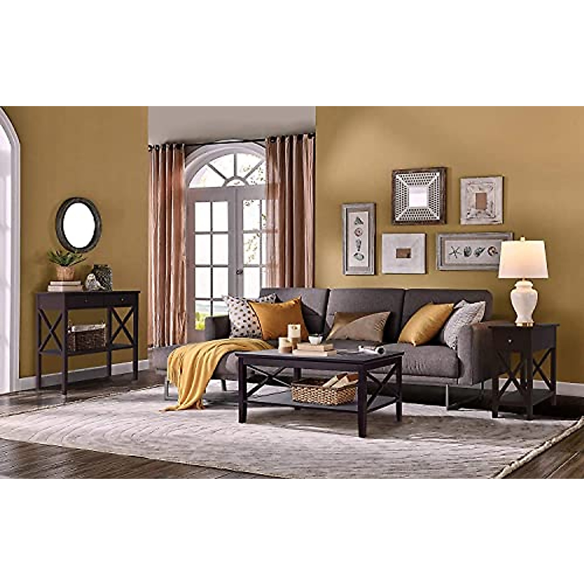 ChooChoo Oxford Coffee Table with Thicker Legs, Espresso Wood Coffee Table with Storage for Living Room 40 inches