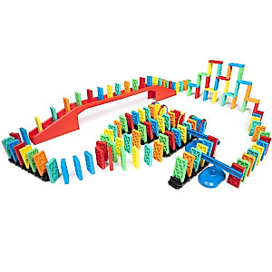 Bulk Dominoes Kinetic Domino Kit | Dominoes Set, STEM STEAM Small Toys, Family Games for Kids, Kids Toys and Games, Building, Toppling, Chain Reaction Sets (143pc)