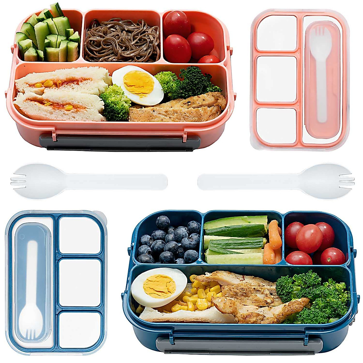 Holee Lunch Box, Blue & Pink, 1300ML Bento Lunch Box Container, Leak Proof, Microwave & Dishwasher Safe, Easy To Carry, Suitable For Adults