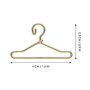 EXCEART 50Pcs Mini Clothes Hangers Metal Doll Clothes Dress Outfit Holders Wire Rack Stand for Miniature Dollhouse Gown Closets Toys Bedroom Accessories Golden 40mm