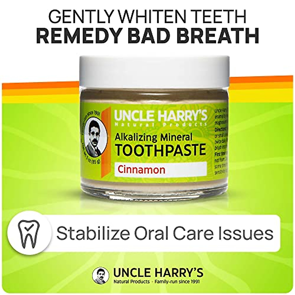Uncle Harry's Cinnamon Remineralizing Toothpaste | Natural Whitening Toothpaste Freshens Breath & Promotes Enamel | Vegan Fluoride Free Toothpaste (4 Pack)