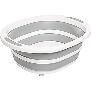 AAKitchen Collapsible Dish Pan Cutting Board Combo Portable Washing Basin Dish Tub Foldable Storage Organizer Wash and Drain Dish Basket over the Sink Dish Drainer for RV, Camp, Marine