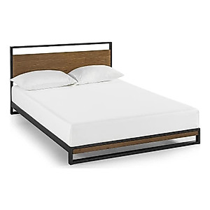 ZINUS Suzanne 37 Inch Bamboo and Metal Platform Bed Frame / Solid Steel Construction / No Box Spring Needed / Wood Slat Support / Easy Assembly, Chestnut Brown, Queen