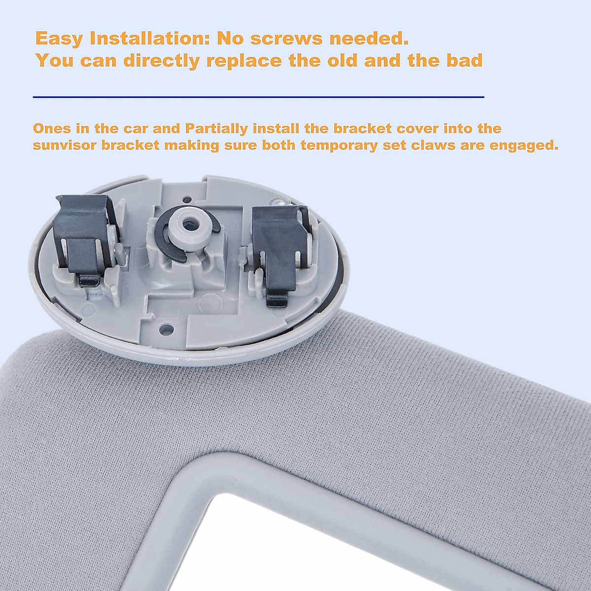 Left Driver Side Sun Visor Compatible with 2007 2008 2009 2010 2011 Toyo-ta Camry and Camry Hybrid Without Sunroof Replaces Model 74320-06780-B0(Gray)