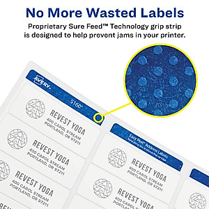 Avery High Visibility Printable Round Labels with Sure Feed, 2.5" Diameter, White, 300 Customizable Blank Labels Total (5294)