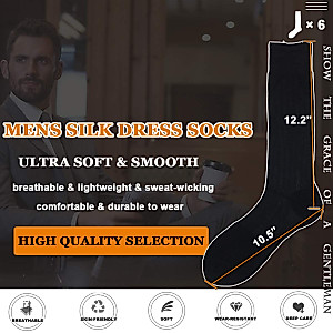 Uaussi 3 Pairs Mens Silk Sheer Socks Mid Calf OTC Ultra Thin Nylon Dress Sock Soft Daily Casual Stockings Work Business Sox