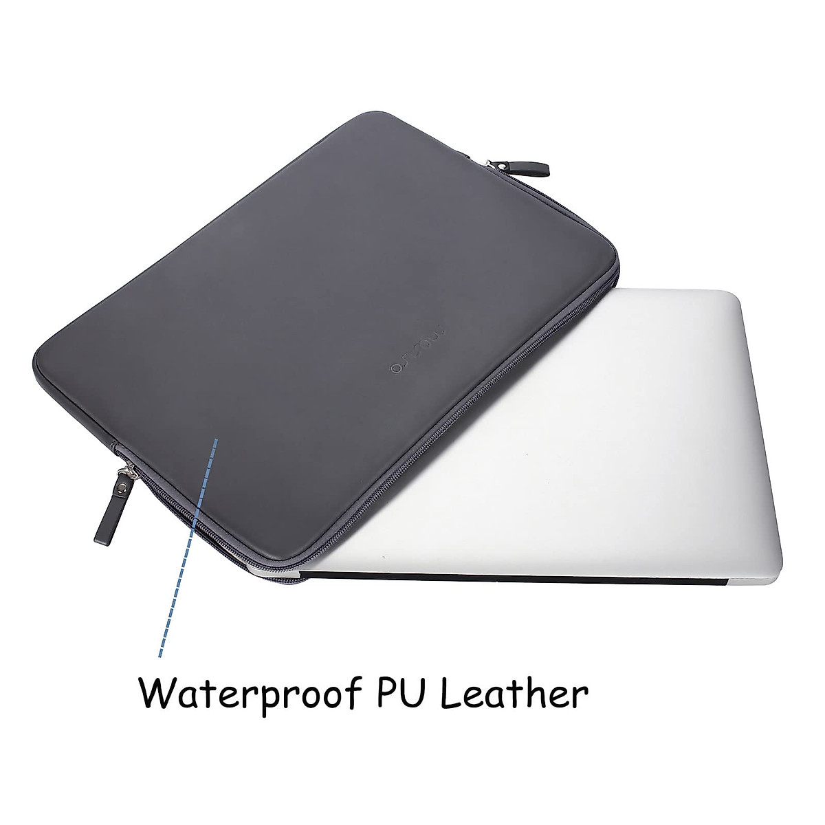MOSISO Laptop Sleeve Bag Compatible with MacBook Air 15 inch 2024 2023 M3 M2/Pro 16 2023-2019 M3 A2991 M2 A2780 M1 A2485 A2141, 15-15.6 inch Notebook, PU Leather Padded Bag Waterproof Case, Space Gray