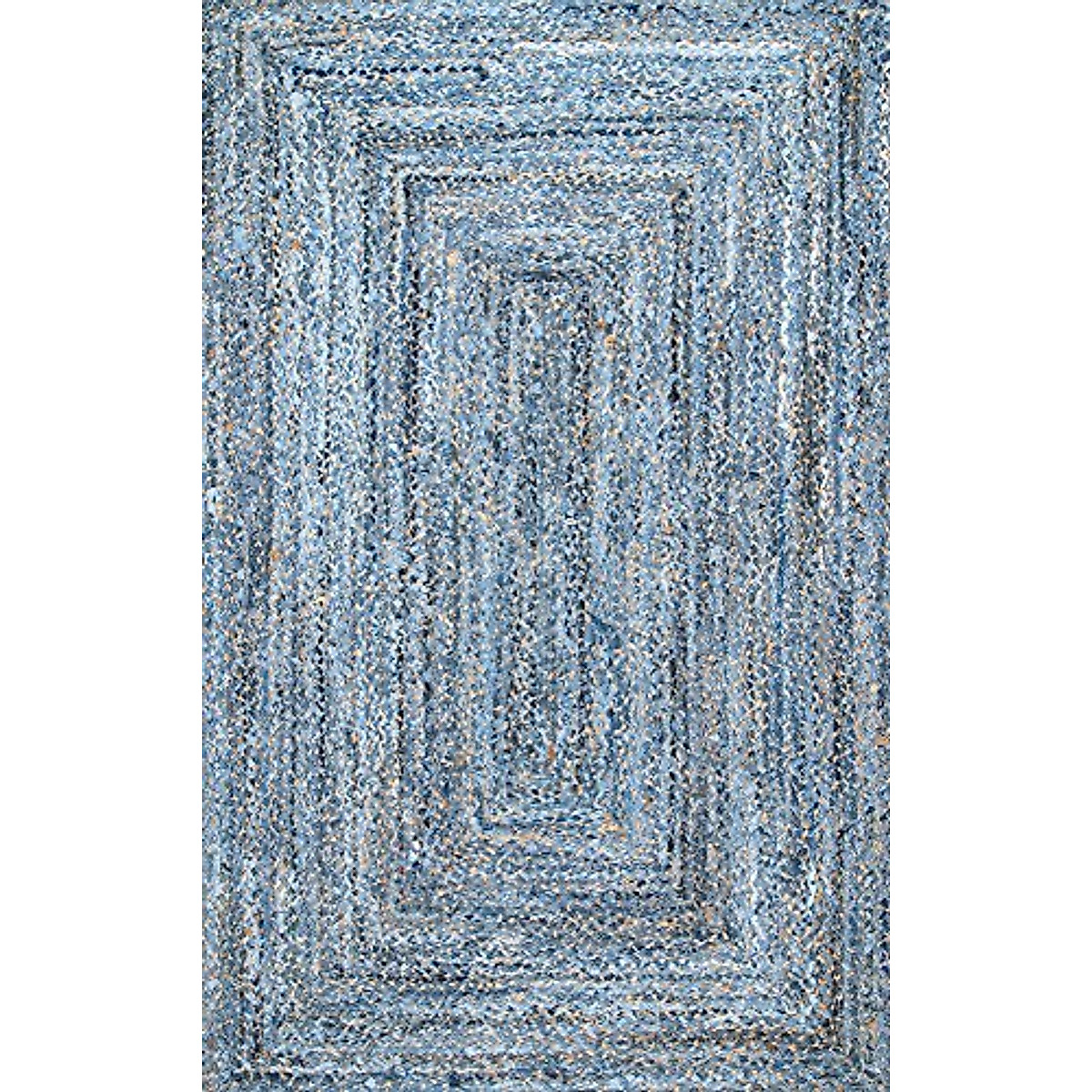 nuLOOM Hand Braided Otelia Denim And Jute Area Rug, 4' x 6', Denim