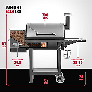 ASMOKE Pellet Grill, 700 sq in Wood Pellet Smoker Grill Combo for Outdoor Cooking, 8 in 1 portable Outdoor Grills & Smokers with Auto Temperature Control, Include 3 BBQ Grill Accessories