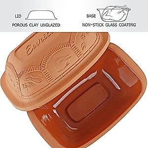 Eurita Clay Roaster, Non-Stick Dutch Oven, Healthy Clay Pot Cooking, With Free Recipe Guide, 1.5 Quarts