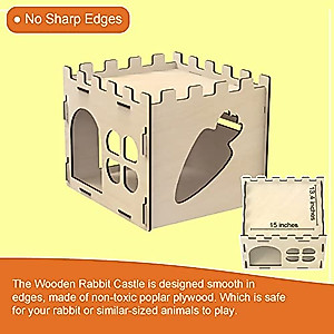 HIIMALEX Extra Large Sturdy Bunny Castle Hideout for Indoor Rabbits Play House with Stairs Round Edges Detachable Habitats for Rabbit Guinea Pig Chinchilla Hedgehog (Classic Castle with Ramp)