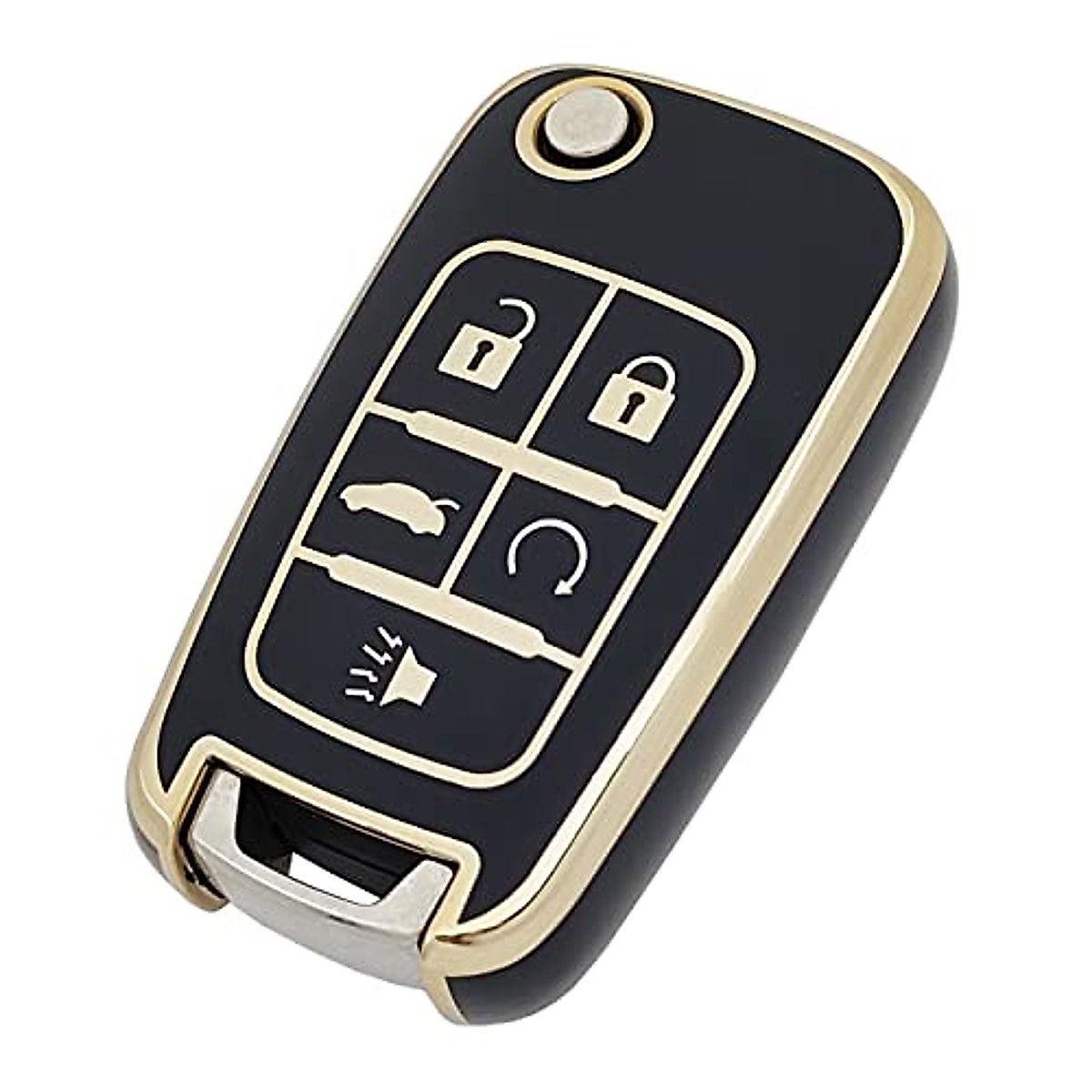 vurbemes TPU Protector Key Fob Cover Case Compatible with Chevy Chevrolet Equinox Encore Camaro Cruze Malibu Impala Buick Regal Lacrosse GMC Terrain Keyless Entry TPU Key Fob (Black)