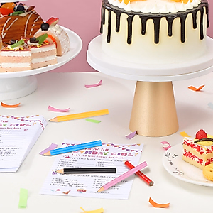 50 Sheets Who Knows The Birthday Girl Game Cards Birthday Girl Party Game Cards with 20 Pieces Pre Pointed Wood Pencils Notebook Themed Party Activity Card for Sleepover Slumber Party Supplies