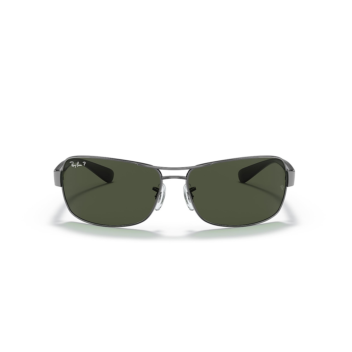 Ray-Ban RB3379 Rectangular Sunglasses, Gunmetal/Polarized Dark Green, 64 mm