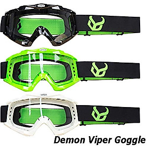 Demon United Podium Black/Black Full Face Mountain Bike Helmet- BMX Helmet- with Demon Viper MTB Goggles- 3 Goggle Color Options Available (White Goggle Frame, XLarge)