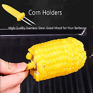 Corn Holders Stainless Steel Corn on The Cob Holders Skewers with Storage Box for Outdoor BBQ Cooking 20 Pieces