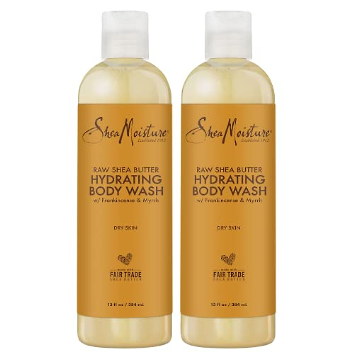 Shea Moisture Body Wash, Raw Shea Butter Hydrating Body Wash, Body Skin Care with Coconut Oil and Vitamin E, Pack of 2 -13 Fl Oz Ea