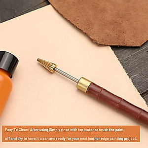 DIUDUS Leather Edge Dye Pen, Red Wood Handle Stainless Steel Top Edge Dye Roller Oil Pen Belt Finisher Leather DIY Craft