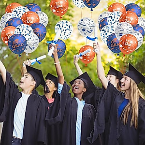 Haooryx 50Pcs Blue and Orange Graduation Balloons Kit Class of 2024 Graduation Party Decoration 12 Inches Congrats Grad Confetti Latex Balloon Decor Supplies for School Prom Graduate Celebration