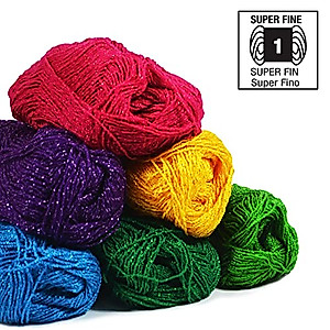 Magenta Textiles Metallic Sparkle Yarn (#1 Superfine) | 10x40g Acrylic Skeins - 2,840 Yards of Multicolor Glitter Yarn with Metallic Flecks for Crocheting | Fingering/Sock Glitter Yarn