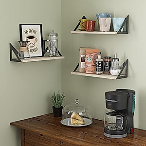 Wallniture Minori Floating Bookshelf Set of 3, Floating Shelves for Wall Storage, Natural Wood Wall Shelves for Living Room, Bedroom, Bathroom, Kitchen