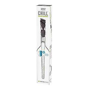 Host Chill Cooling Wine Pour Spout, Cooling Gel, Wine Stopper, Bottle Sealer, Bottle Chiller, Drip Free Pourer, Wine Cork Spout, 2-Piece Design, Preserve wine, Plastic and Silicone, Grey