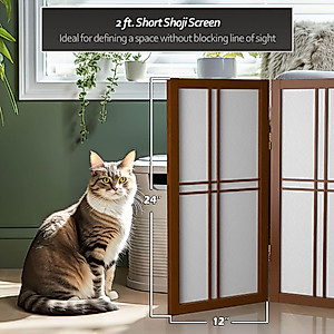 2 ft. Short Desktop Double Cross Shoji Screen - Walnut - 4 Panels