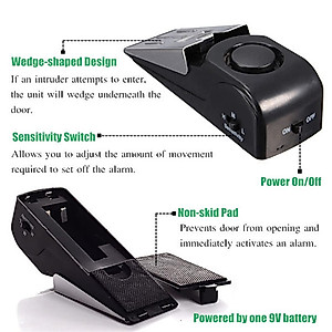 Upgraded Door Stop & Security Alarm, Wireless Portable 120 Loud Entrance Alert Door Stopper Wedge Security Door Stopper Anti-Theft Alarm Doorstop Safety Tools for Travel Home Apartment House (1)