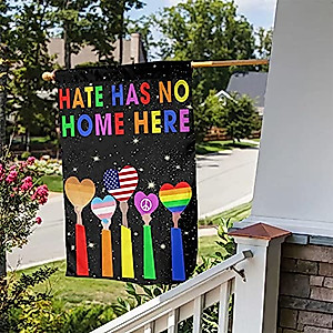 Hate Has No Home Here Garden Flag, 12 x 18 inch Yard Flag Human Rights Justice Sign, BLM Lawn Sign, Feminism Sign, Protest Sign Banner for Outdoor Yard Decoration