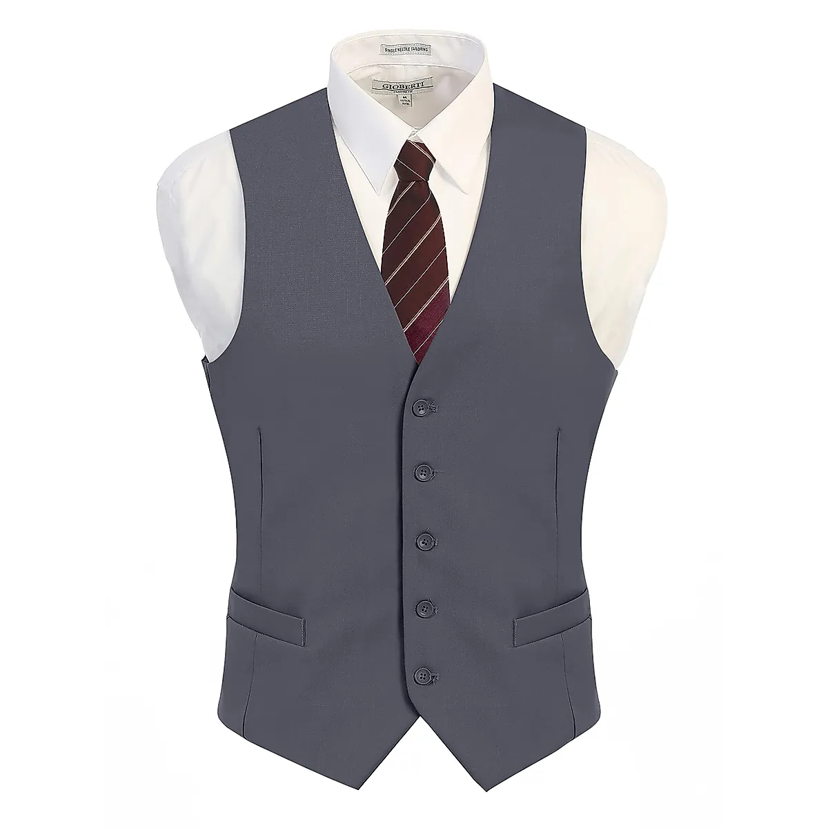 Gioberti Men's Formal Suit Vest Fit for Business or Casual Dress, Gray, X-Small