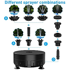 AISITIN 7W Solar Fountain Pump Outdoor,DIY Solar Fountain Water Pump Kit with Multiple Nozzles, Stake and Water Pipe, Solar Powered Fountain Pump for Bird Bath, Garden, Pool and Other Outdoor Places