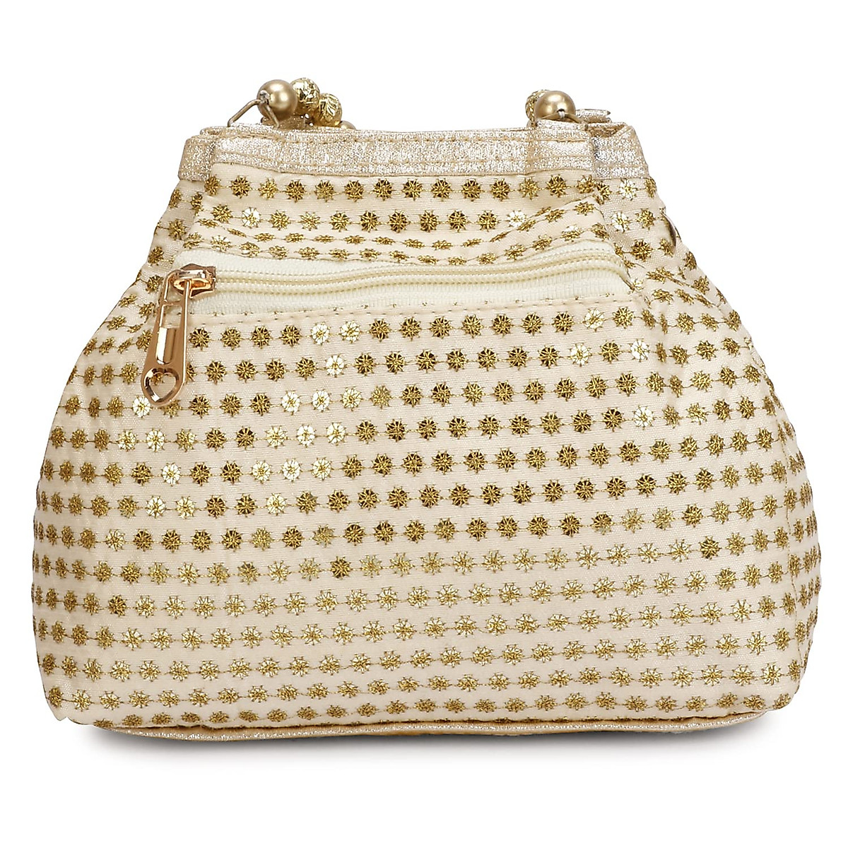 Fancy Haat Silk Ethnic Rajasthani Women's Potli Bag (Golden)