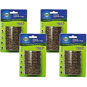 PetSafe (4 Pack) Busy Buddy Refill Ring Dog Treats for Select Busy Buddy Dog Toys, Natural Rawhide, Size C